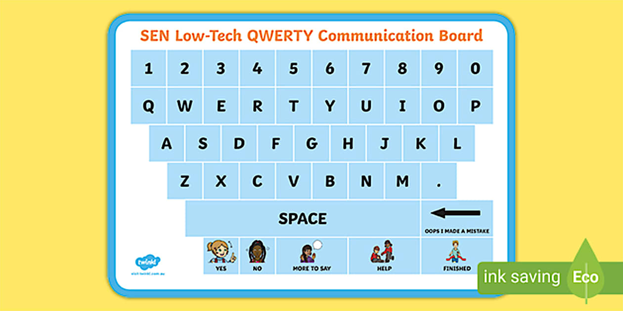 SEN Low-Tech QWERTY Communication Board - Twinkl