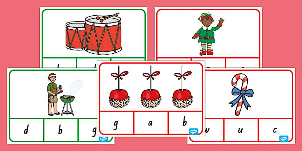 Twinkl Phonics Christmas Sounds Peg Matching Game - Twinkl