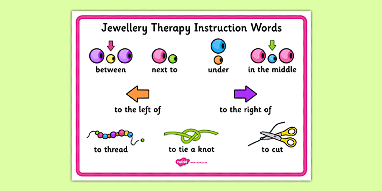 Jewelry Therapy Instruction Words (Teacher-Made) - Twinkl