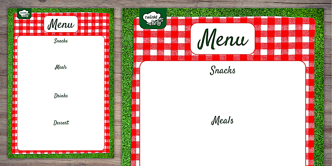 Editable Picnic Menu | Twinkl Party - Twinkl
