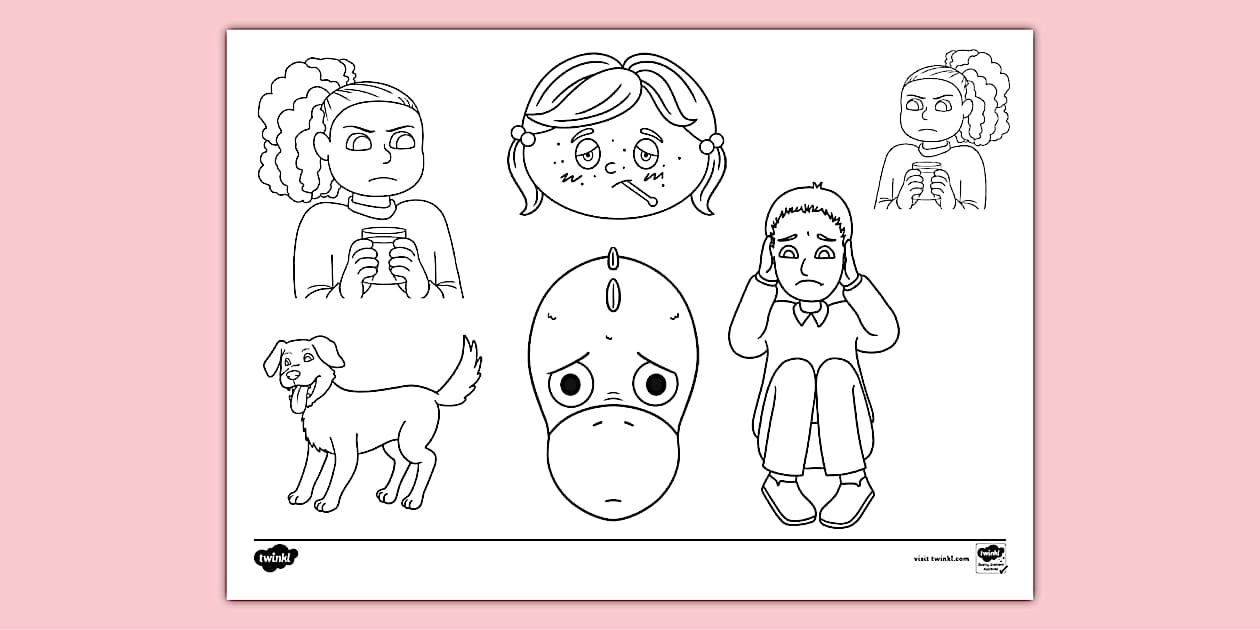 Feelings Doodle Colouring Page (teacher made) - Twinkl