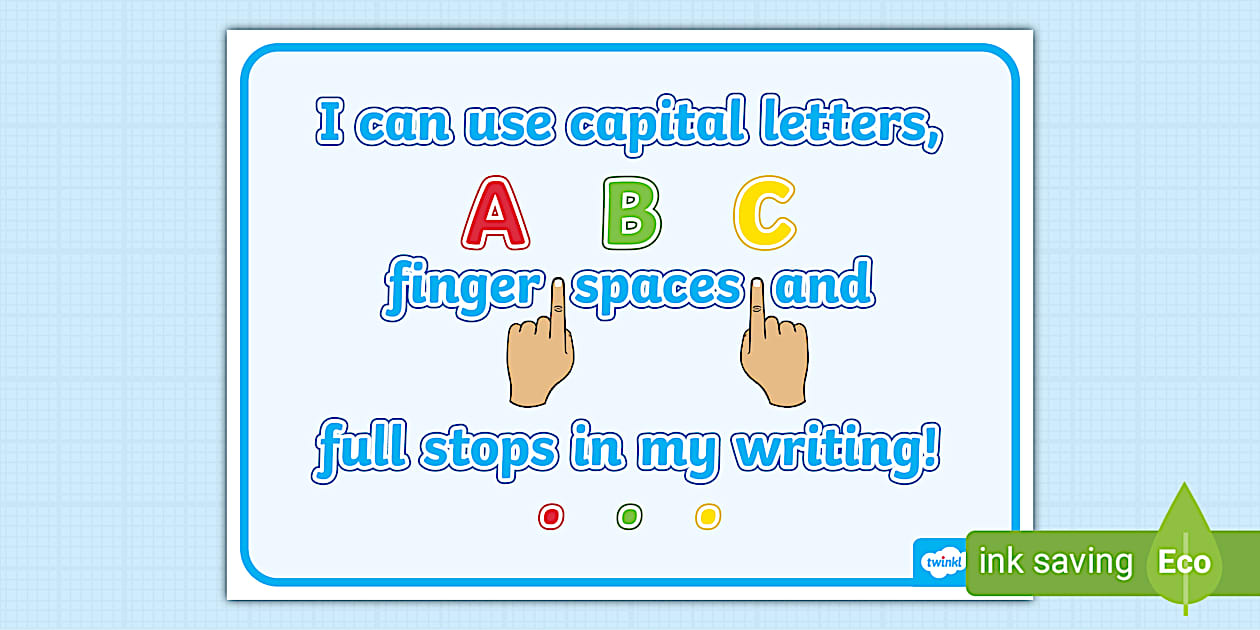 I Can Use Capital Letters, Finger Spaces and Full Stops Display Poster