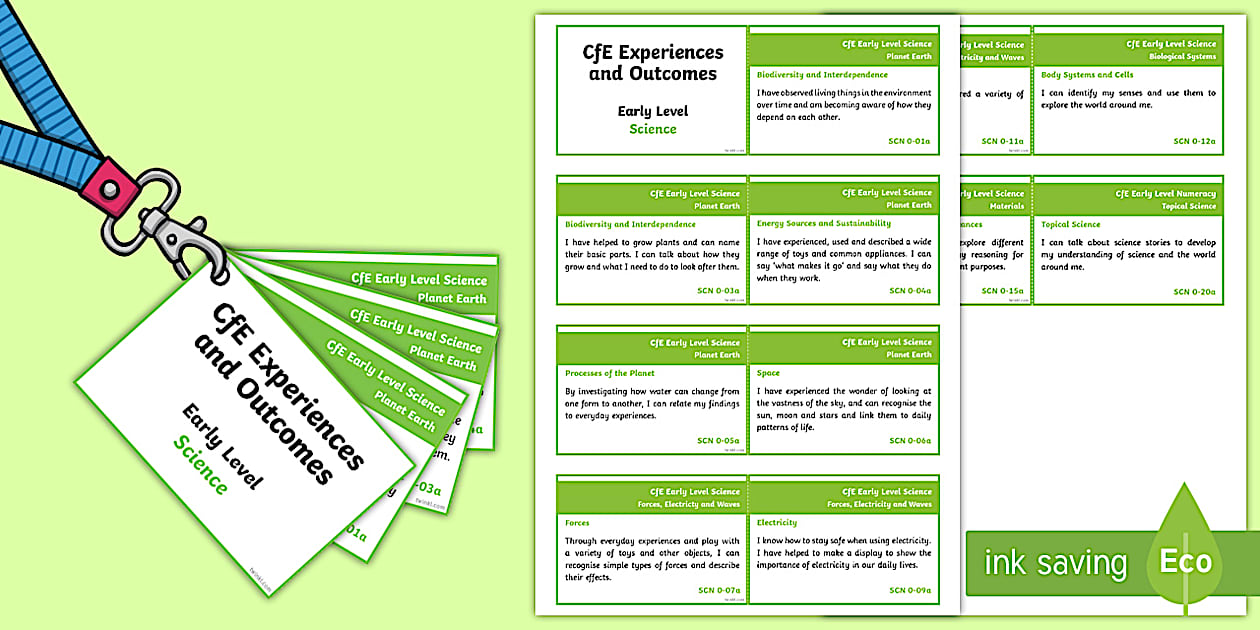 CfE Early Level Sciences Experiences and Outcomes Cards