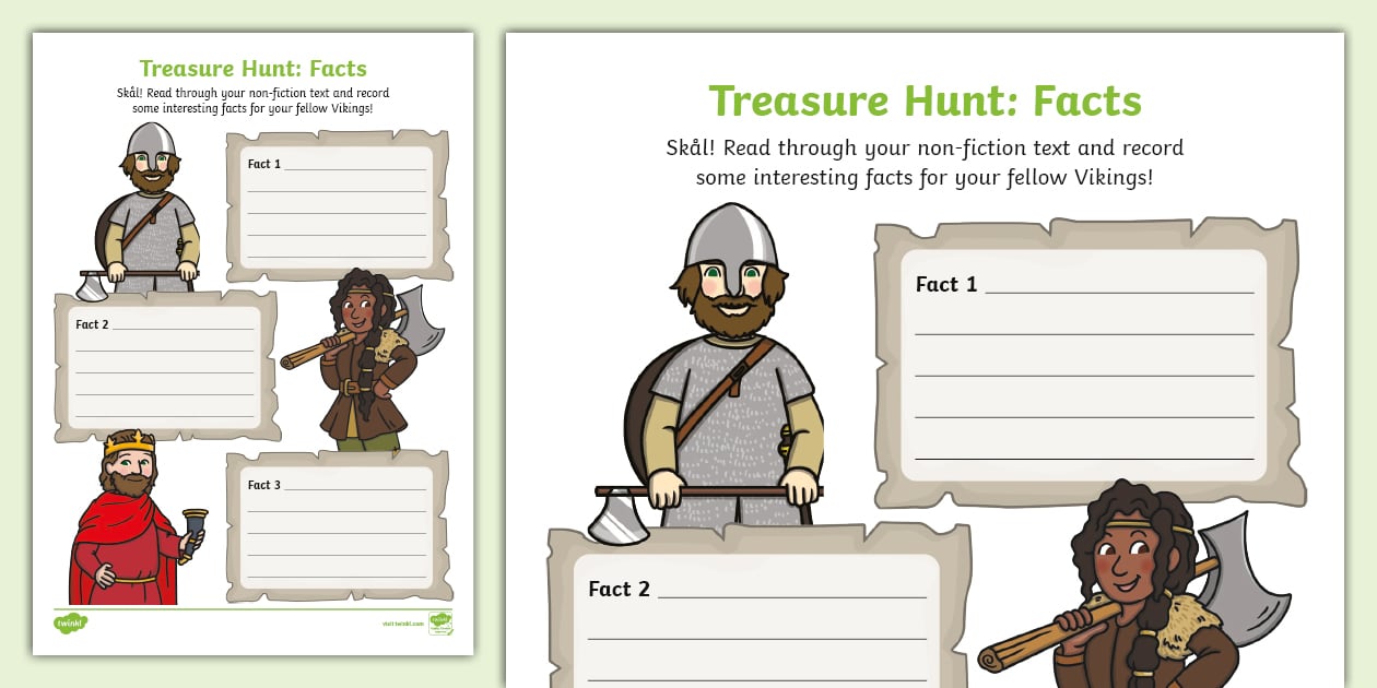 Fact Hunt Worksheet Viking Theme (teacher made) - Twinkl