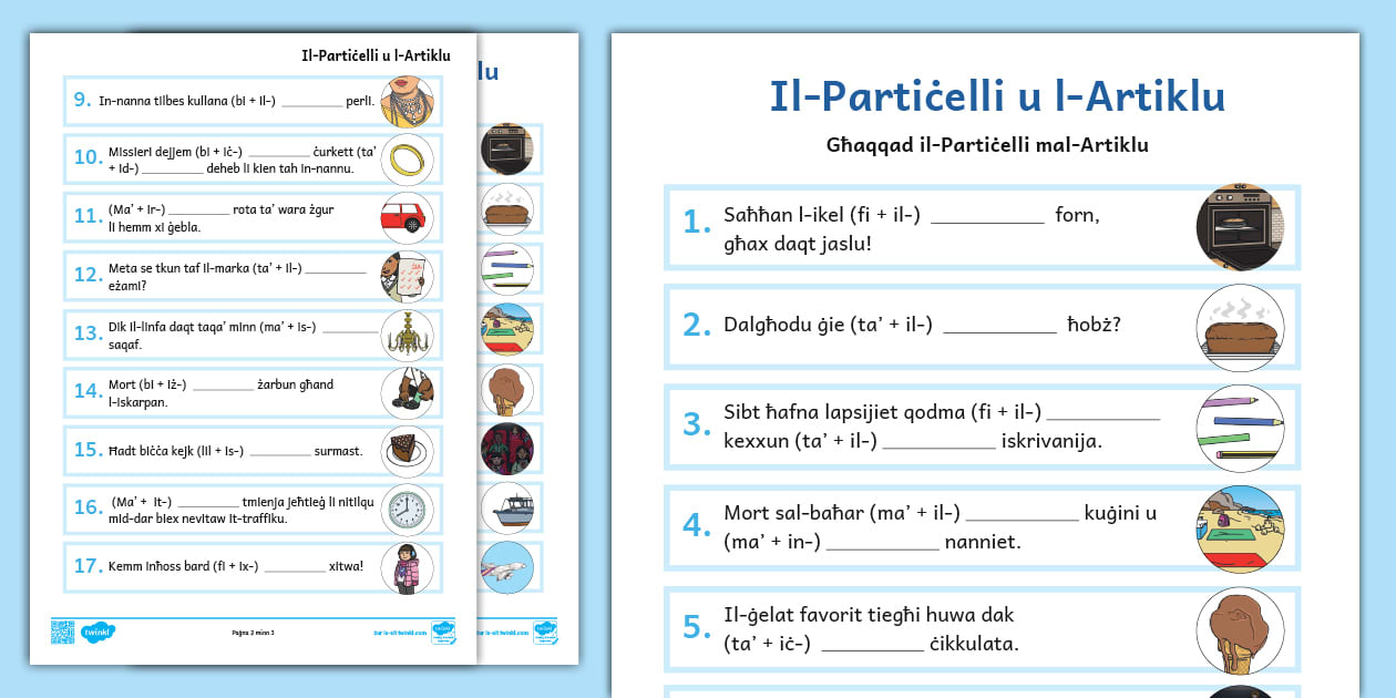Il-Grammtika l Karta tat-Taħriġ: Il-Partiċelli u l-Artiklu