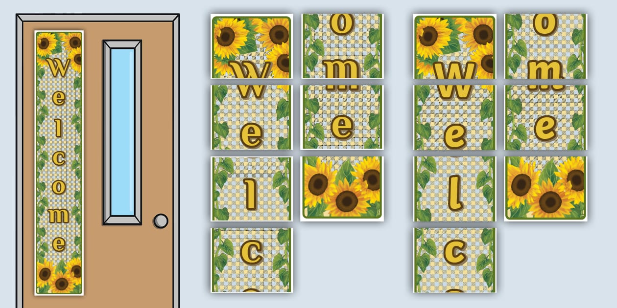Sunflower-Themed Welcome Vertical Door Banner (teacher made)