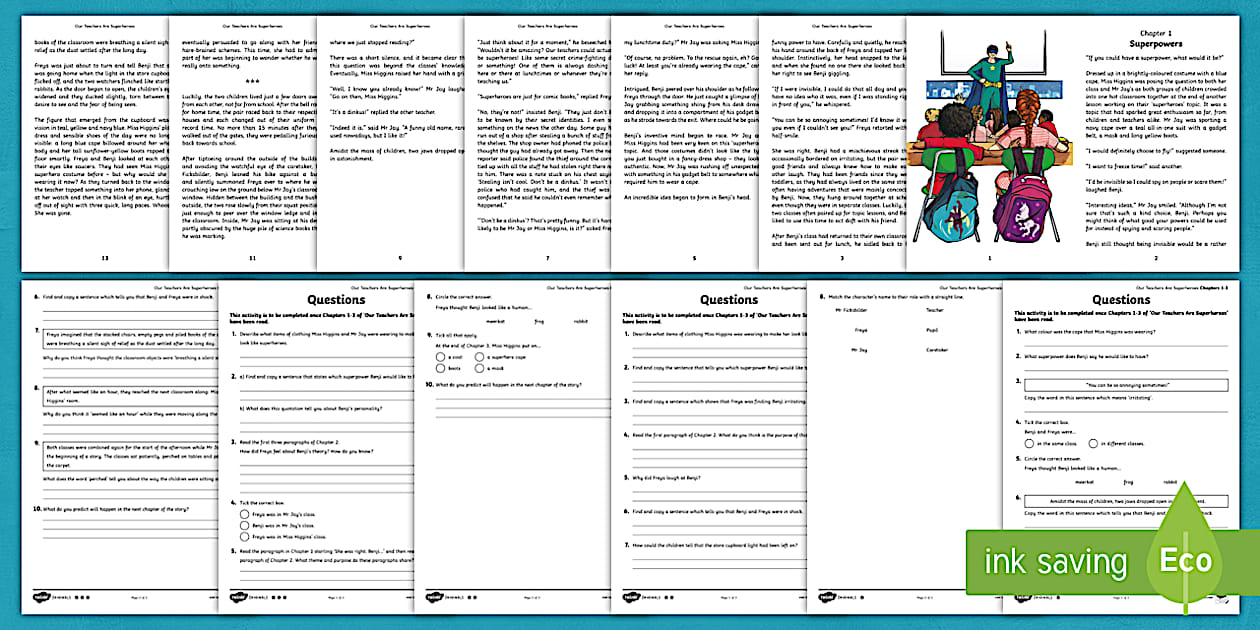 KS2 Superhero Story Differentiated Reading Comprehension Activity