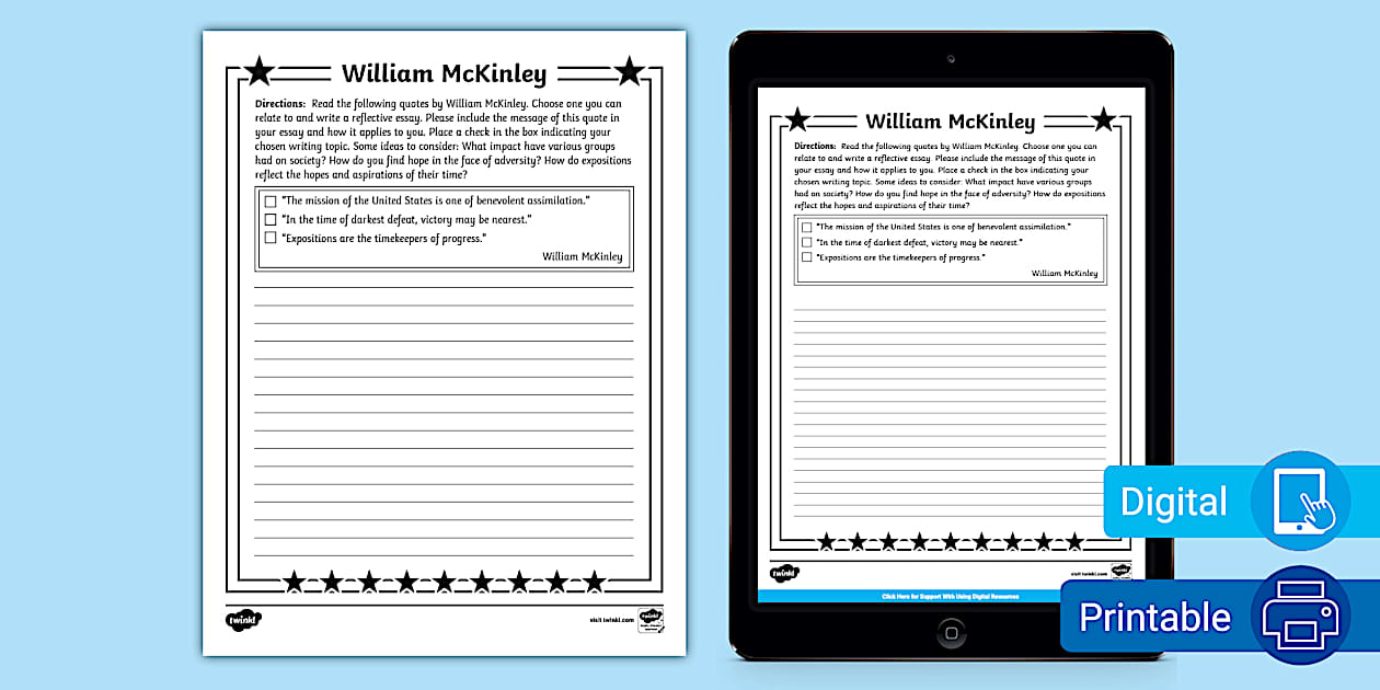 Eighth Grade William McKinley Writing Connection - Twinkl