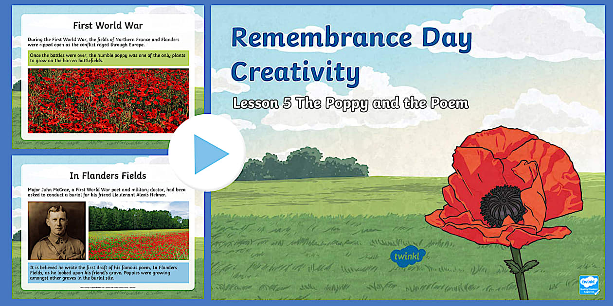 Remembrance Day Creativity Lesson 5 The Poppy and the Poem PowerPoint