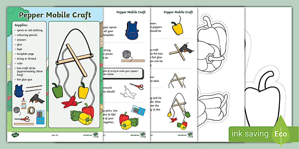 Pepper Mobile Craft (teacher made) - Twinkl