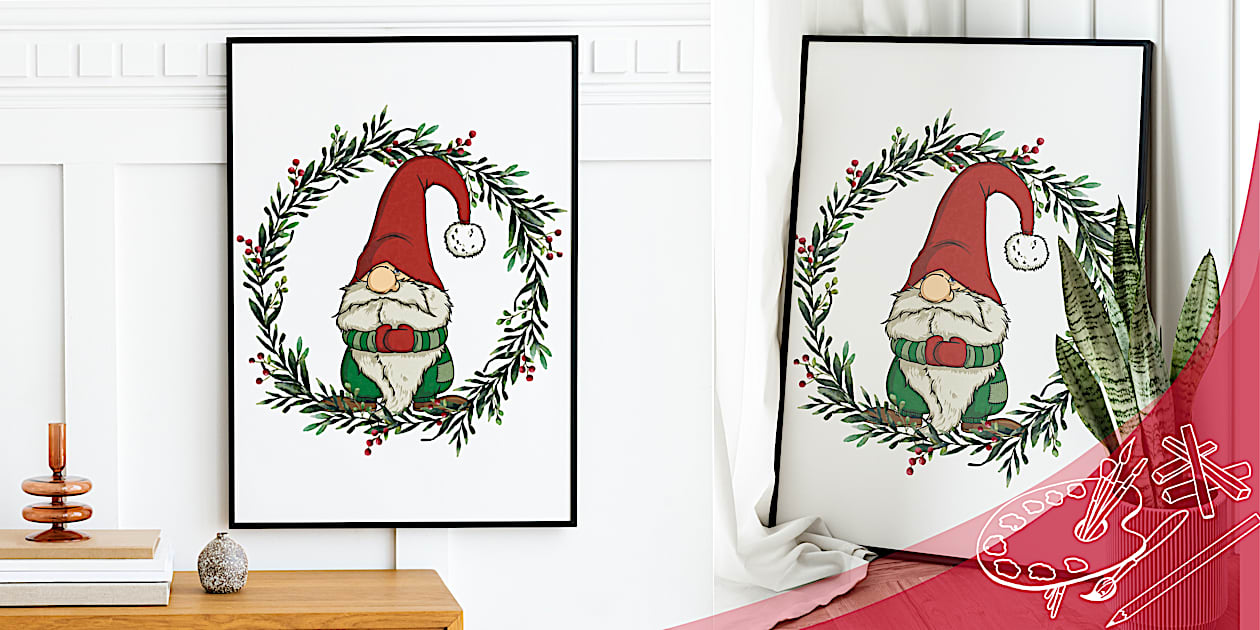 Christmas Gonk Holly Wreath Poster | Twinkl Art Gallery
