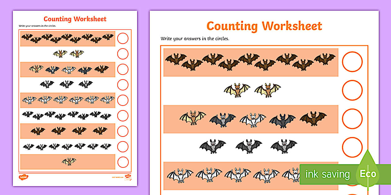 The Bats Counting Worksheet / Worksheet (teacher made)