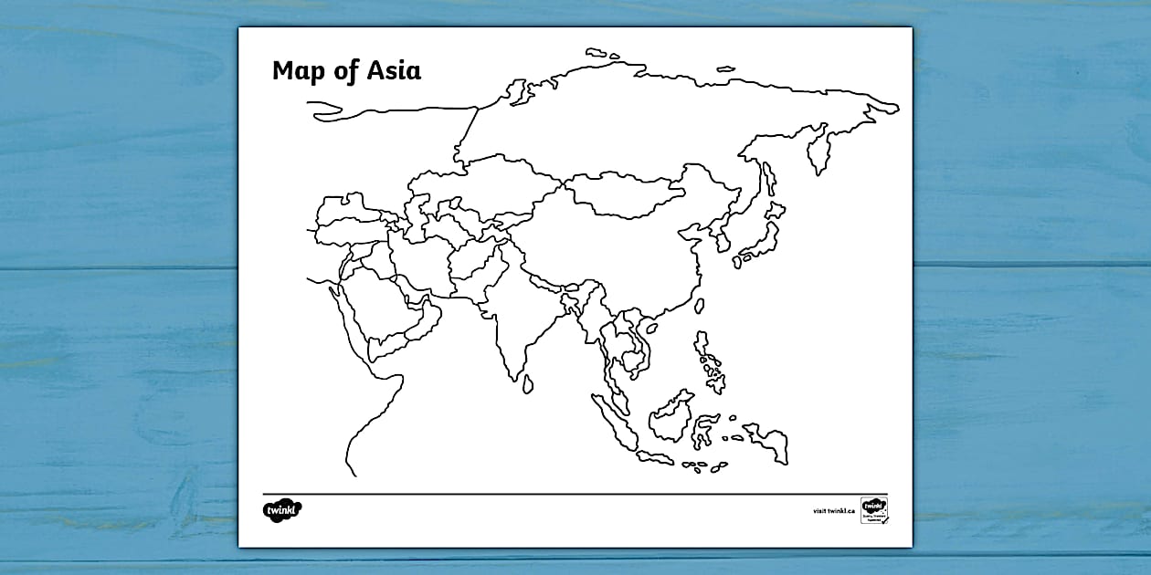 Map of Asia to Label | Map of Asia Without Names - Twinkl
