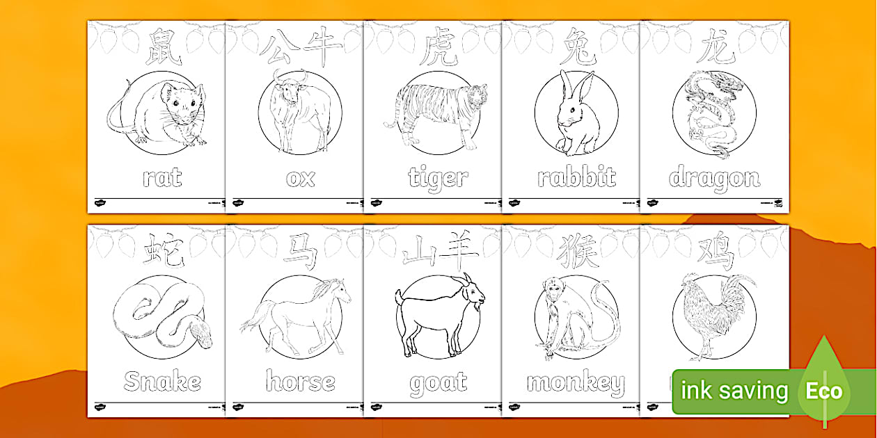 Lunar New Year Zodiac Colouring Pages (Teacher-Made)