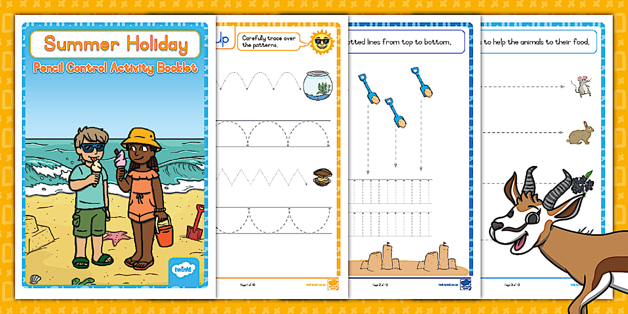 Summer Holidays Pencil Control Activity Booklet - Twinkl