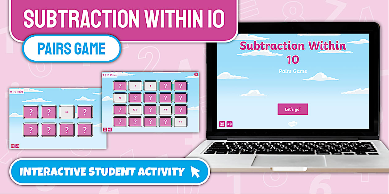 Subtraction within10 Pairs Game