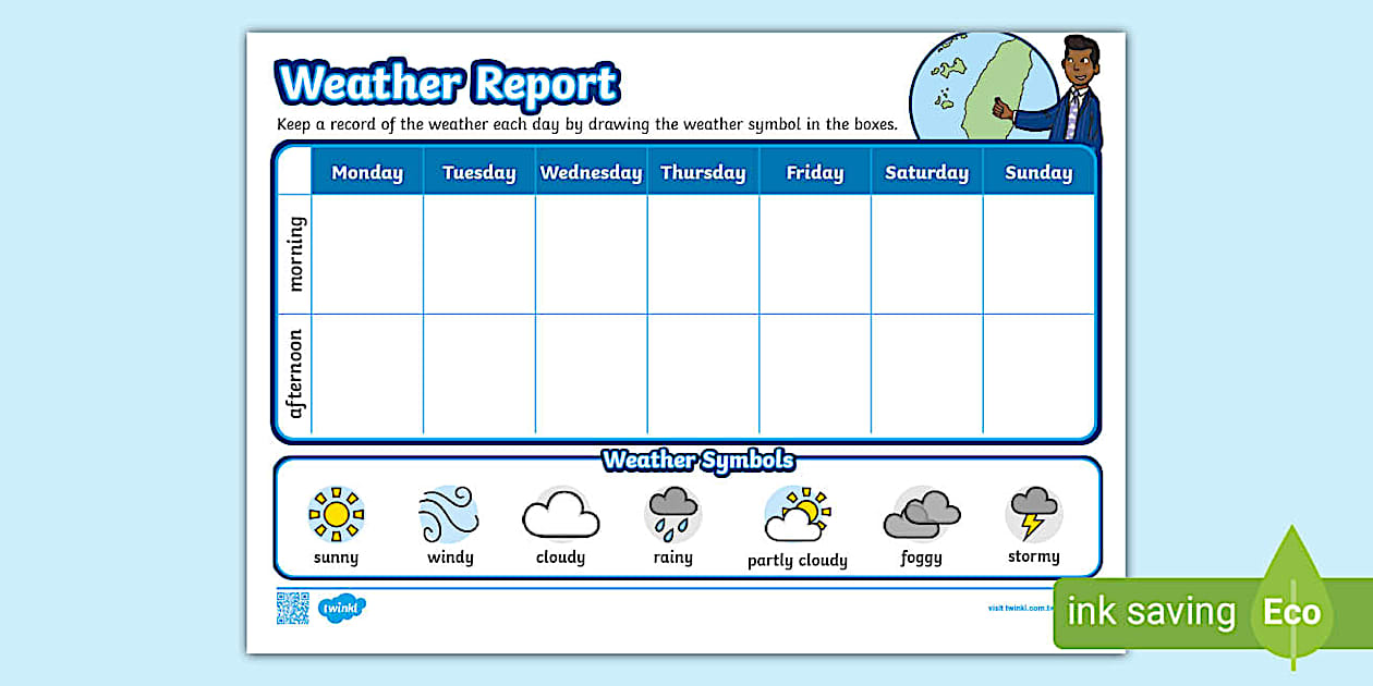 天氣紀錄學習單｜Weather Record Worksheet｜小四適用