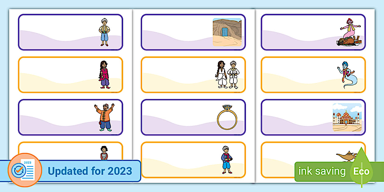 Aladdin Editable Drawer Peg Name Labels - Twinkl