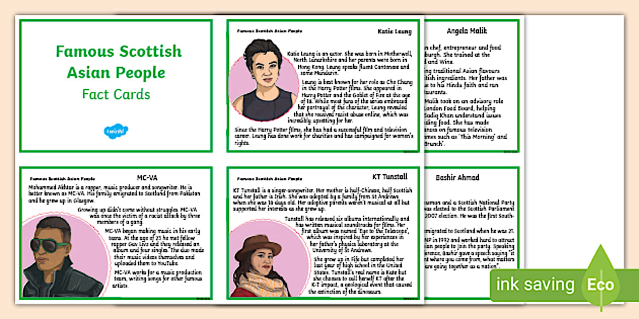 Famous Scottish Asian People Fact Cards (teacher made)