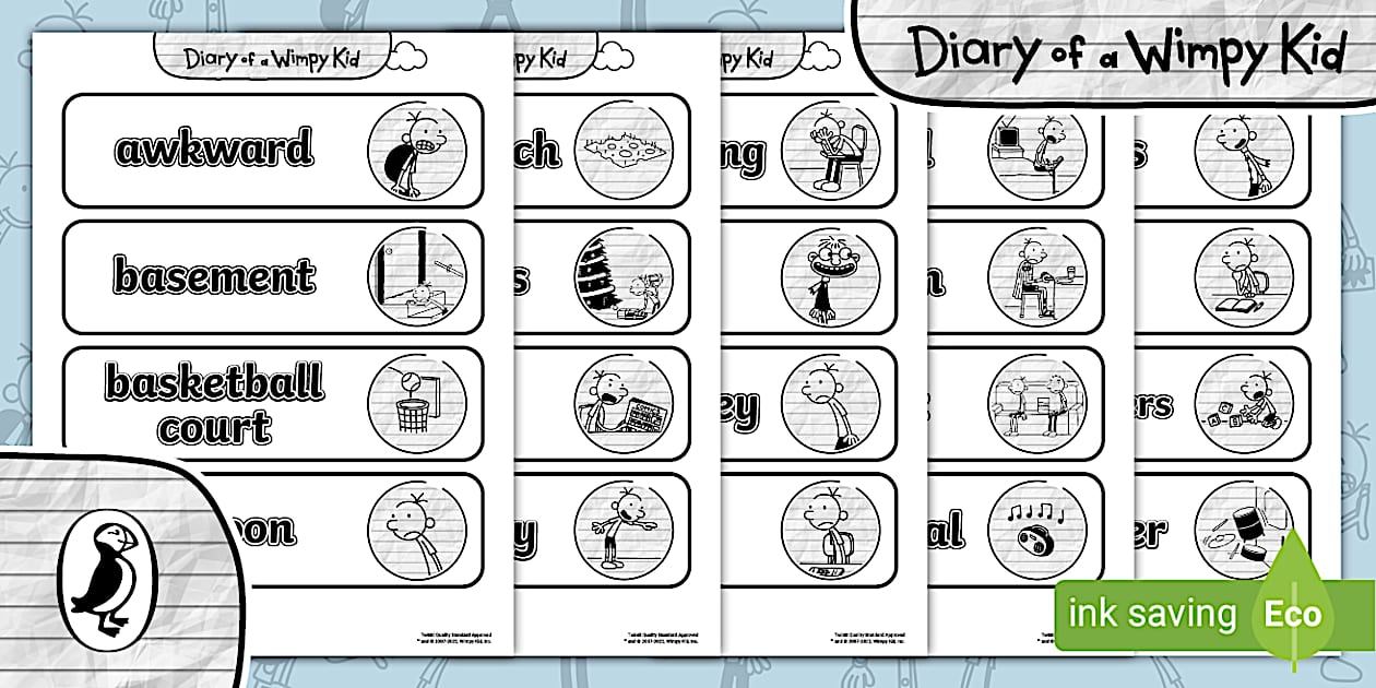 FREE! - Diary of a Wimpy Kid Vocabulary Cards (Teacher-Made)