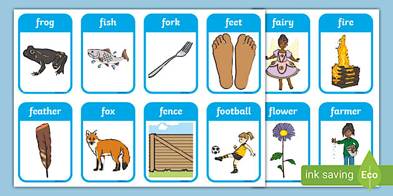 Initial f Sound Words Cards - Speech Pathology - Twinkl