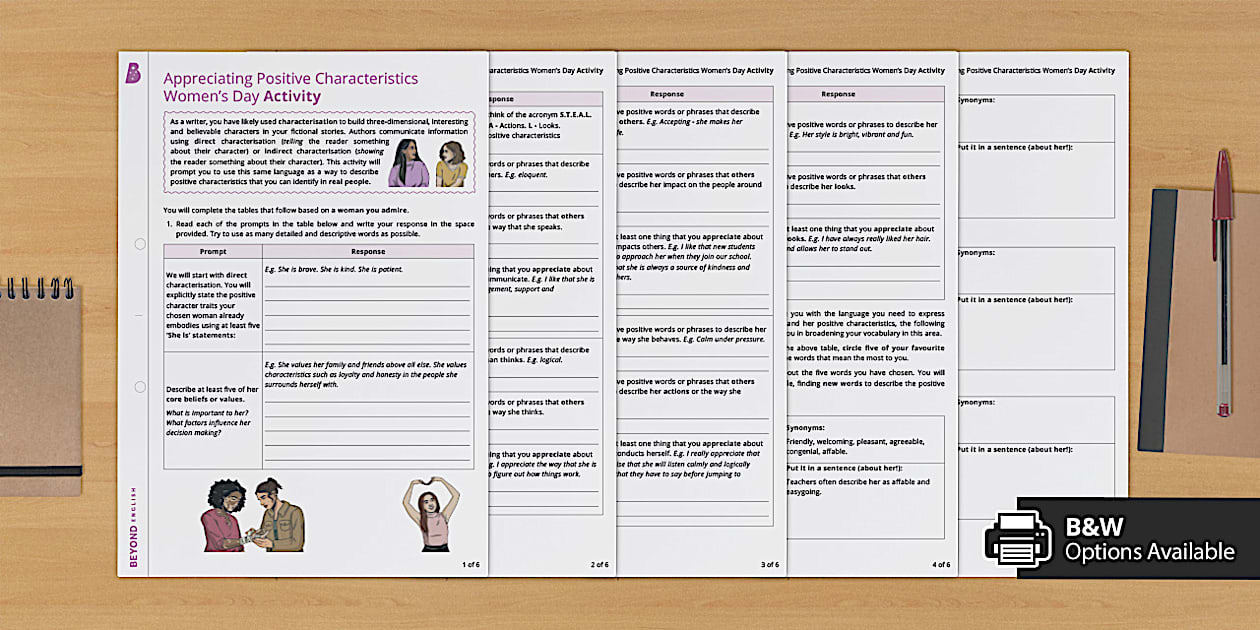 Appreciating Positive Characteristics Women’s Day Activity