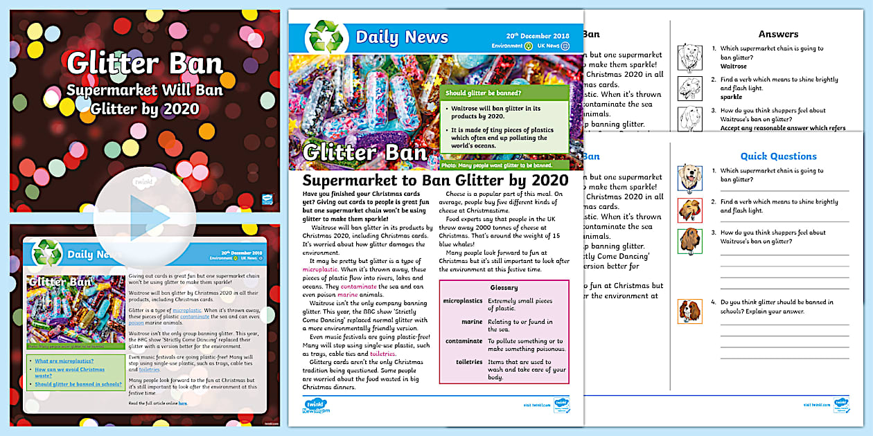 LKS2 Glitter Ban Daily News Resource Pack (teacher made)