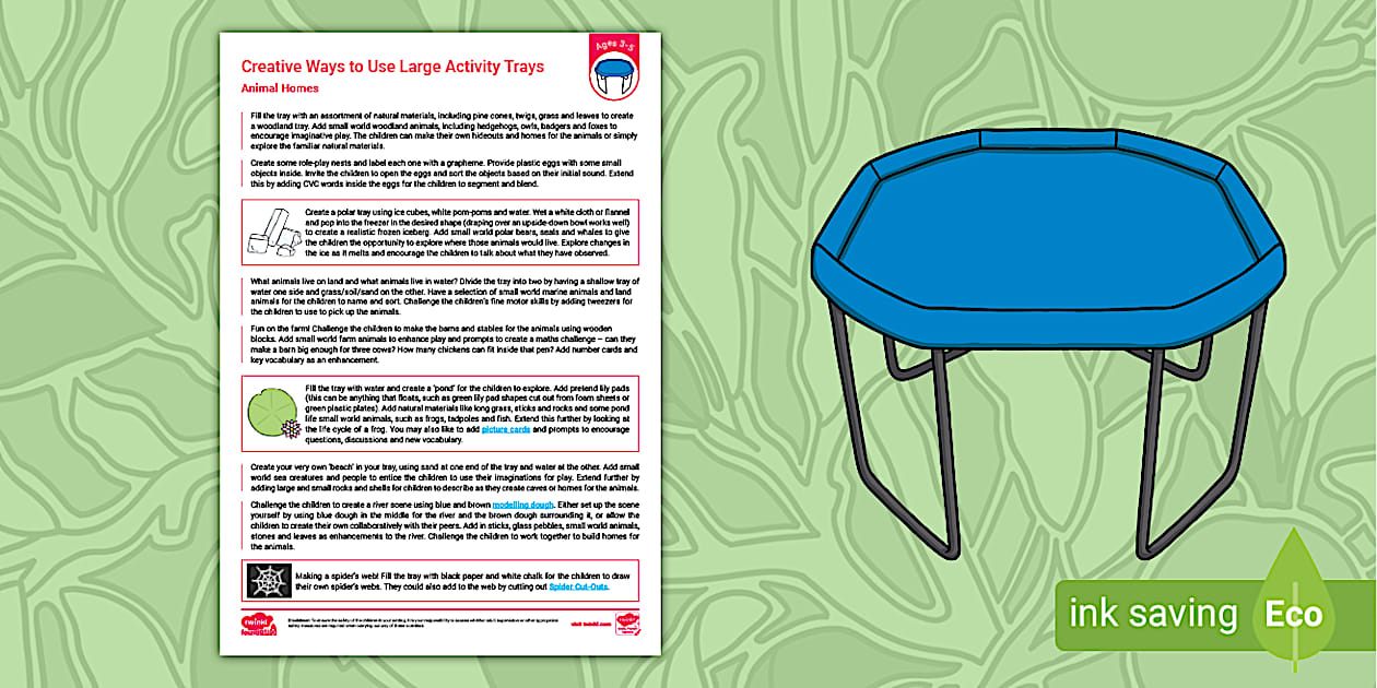 EYFS Creative Ways to Use Large Activity Trays: Animal Homes