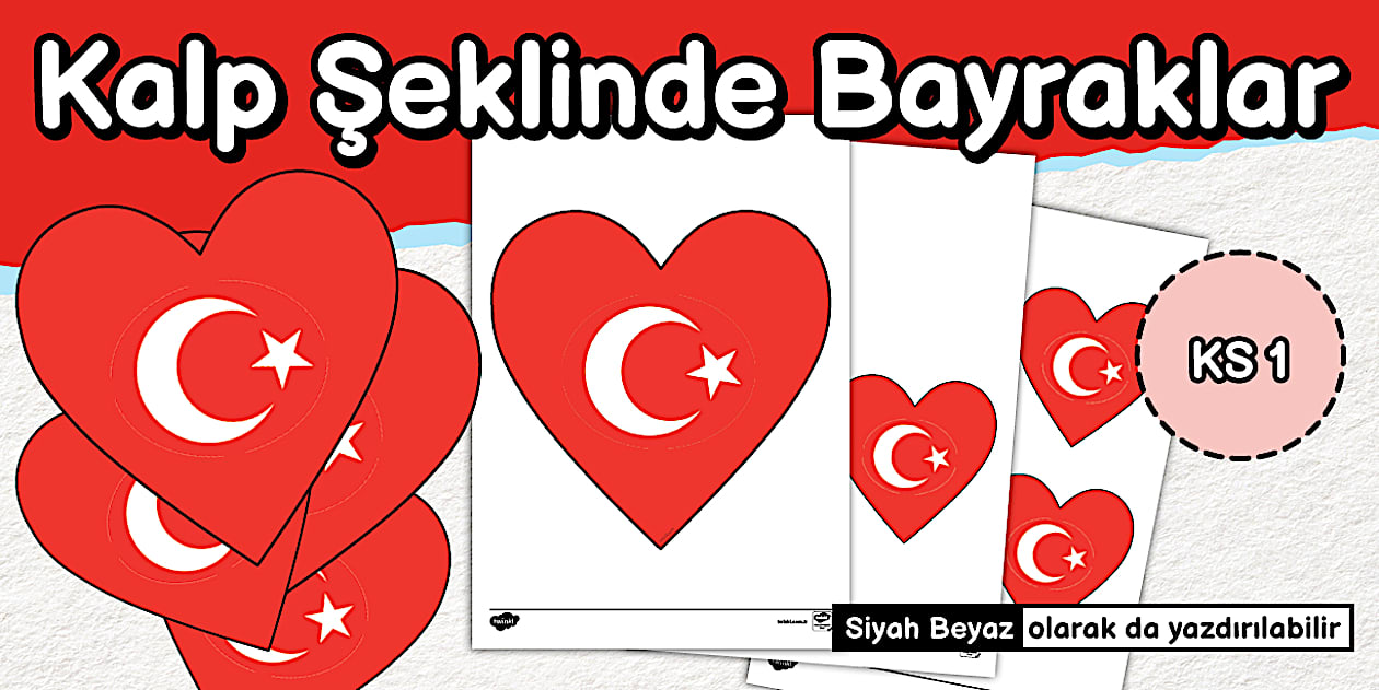Kalp Şeklinde Bayraklar-Twinkl