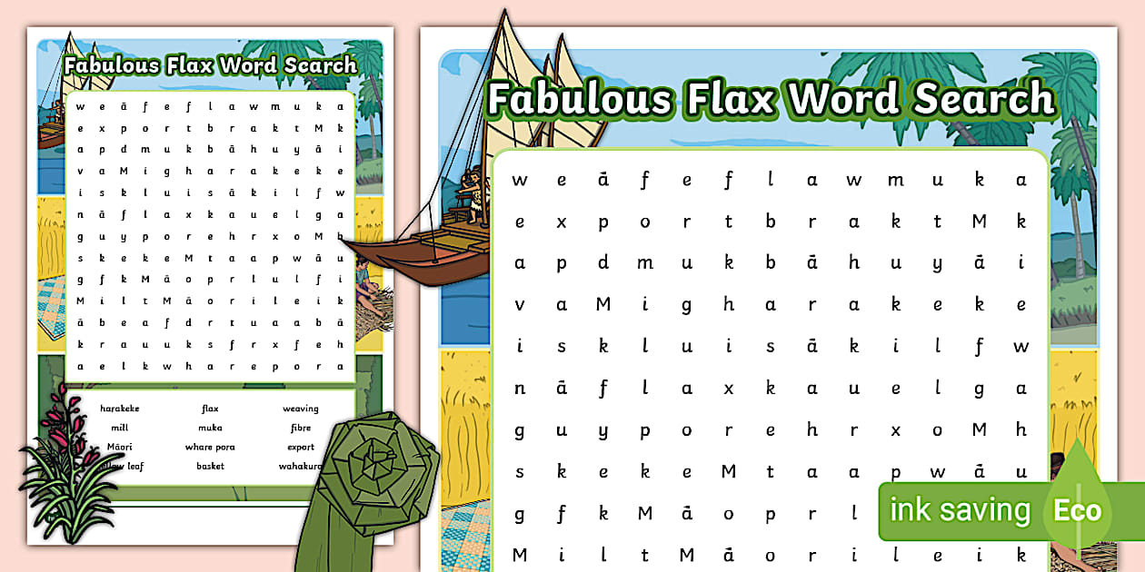 Fabulous Flax Word Search (teacher made) - Twinkl