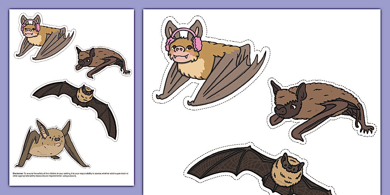 Cute Bat Faces Cut-Outs (teacher made) - Twinkl