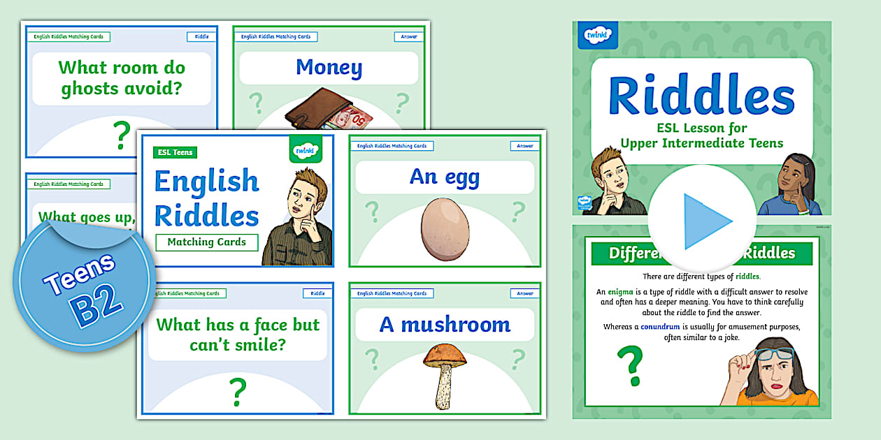 A Fun Riddles PPT and Card Game for Teens (Teacher-Made)