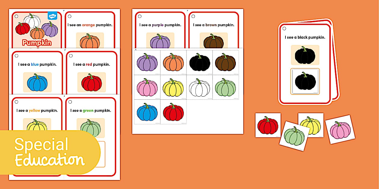 Pumpkin Color Matching Activity Booklet for Special Education