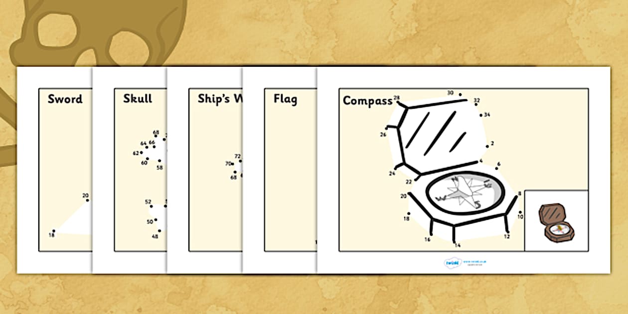 Counting by 2 Dot to Dot Sheets Pirates (teacher made)