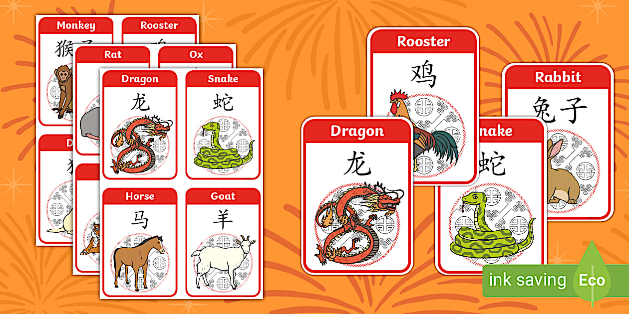Chinese New Year Animals in Mandarin Flashcards - Twinkl
