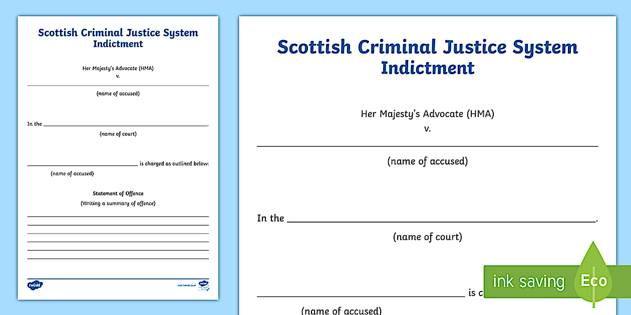 Court Indictment Writing Template (teacher made) - Twinkl