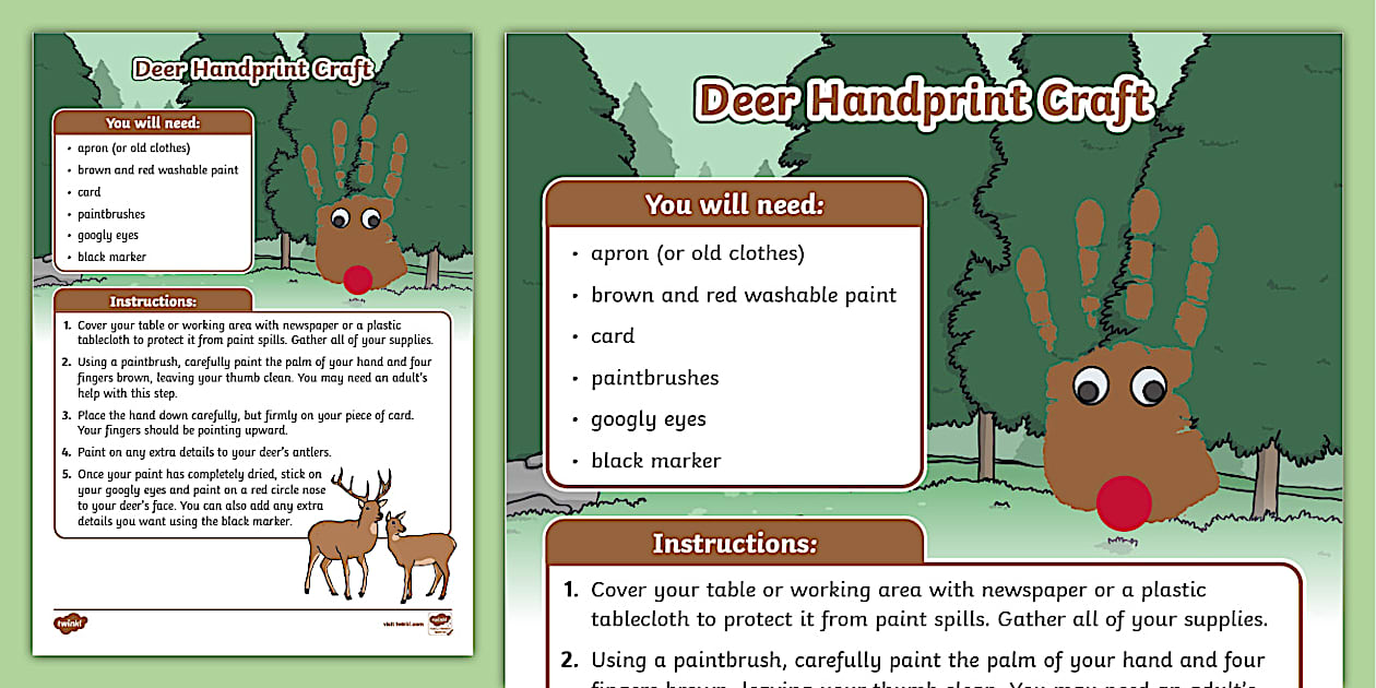 Hand Painted Deer Craft Instructions (teacher made) - Twinkl