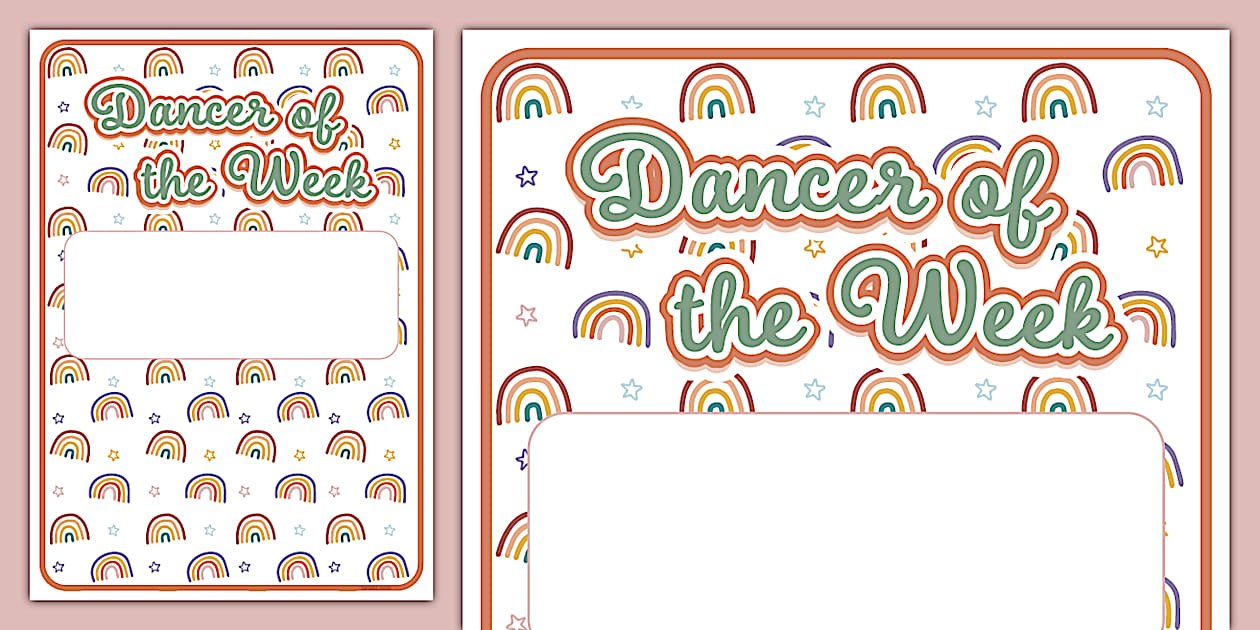 Muted Rainbow Themed Dancer of the Week Display Poster