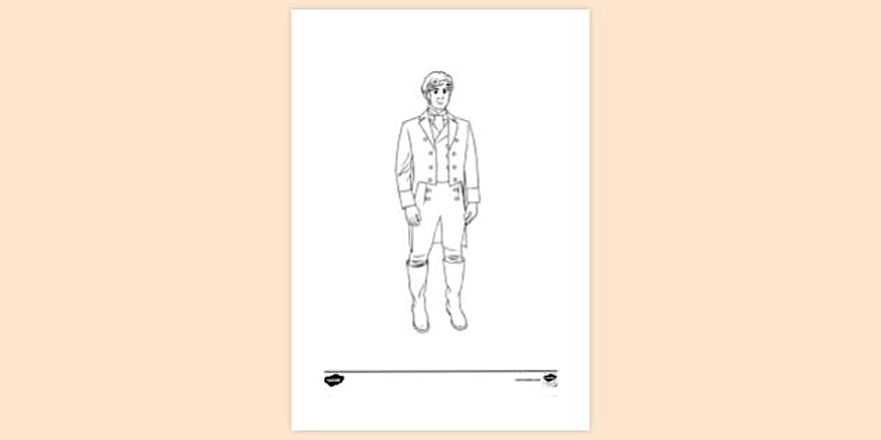 Colonel Fitzwilliam Colouring Sheet (teacher made) - Twinkl