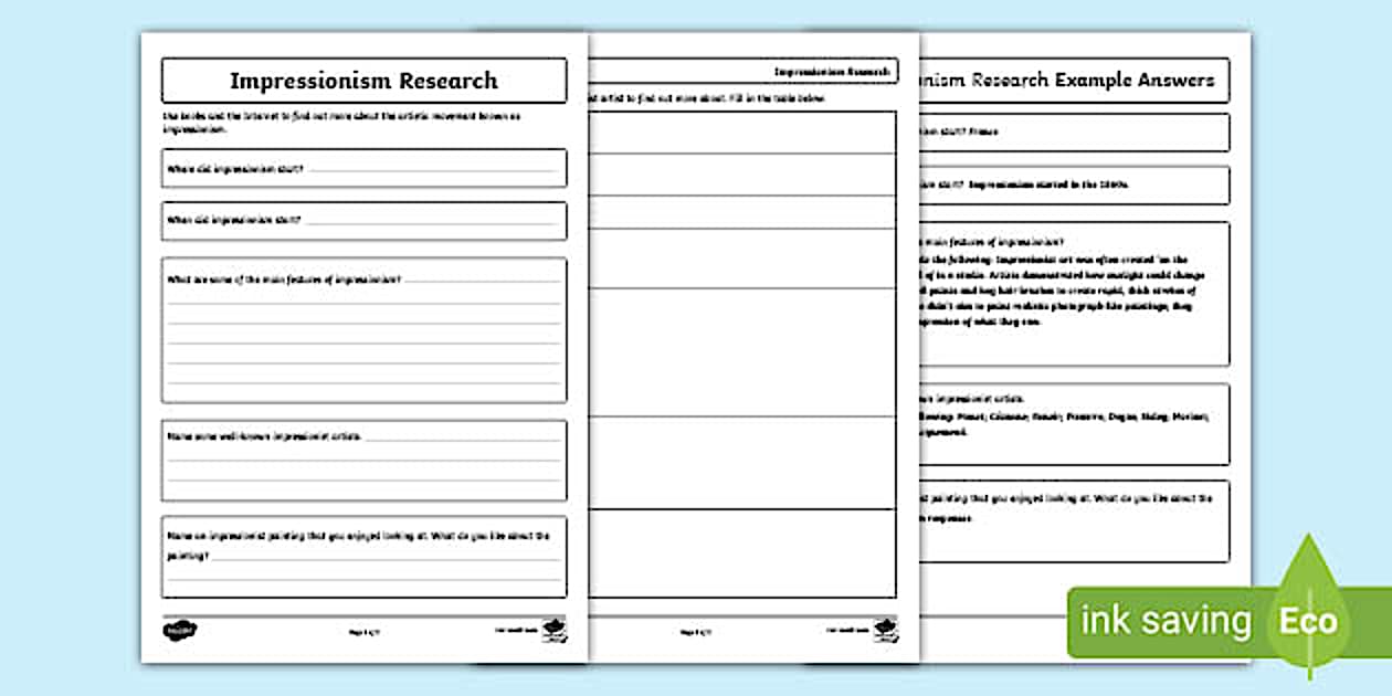 KS2 Impressionism Research Activity (teacher made) - Twinkl