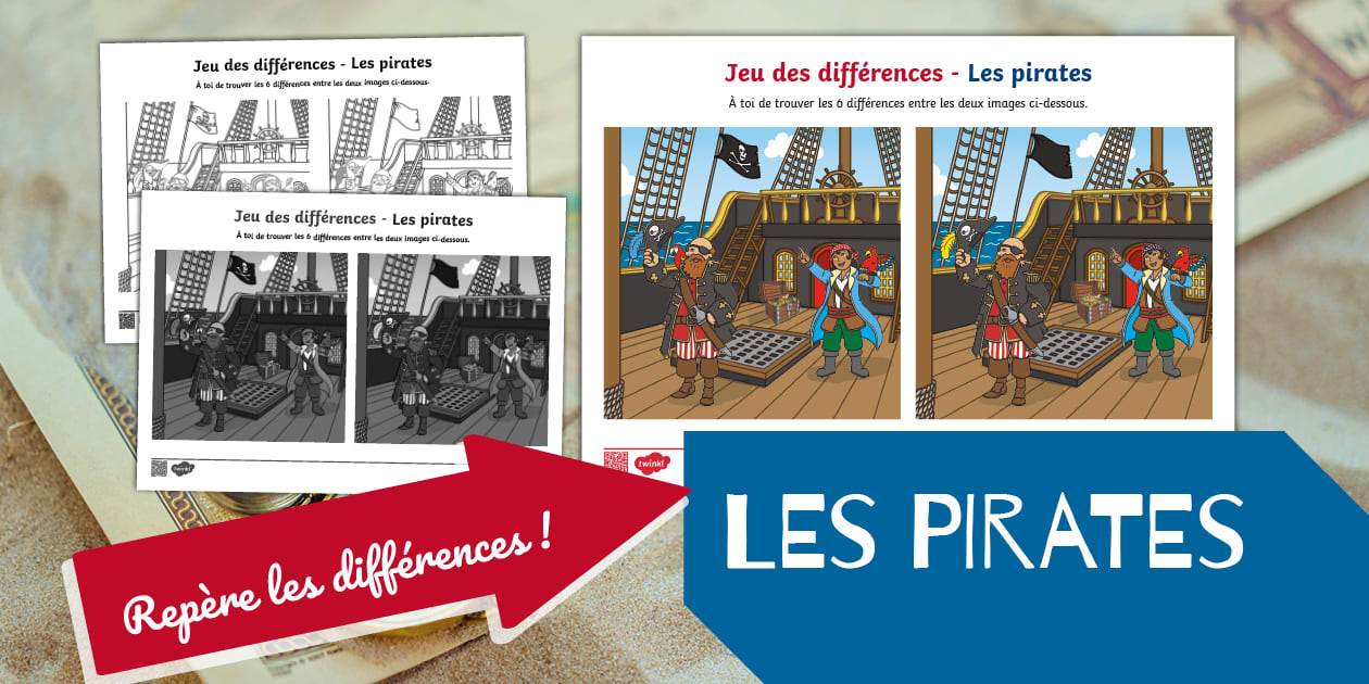 Jeu des différences : Les pirates - Twinkl