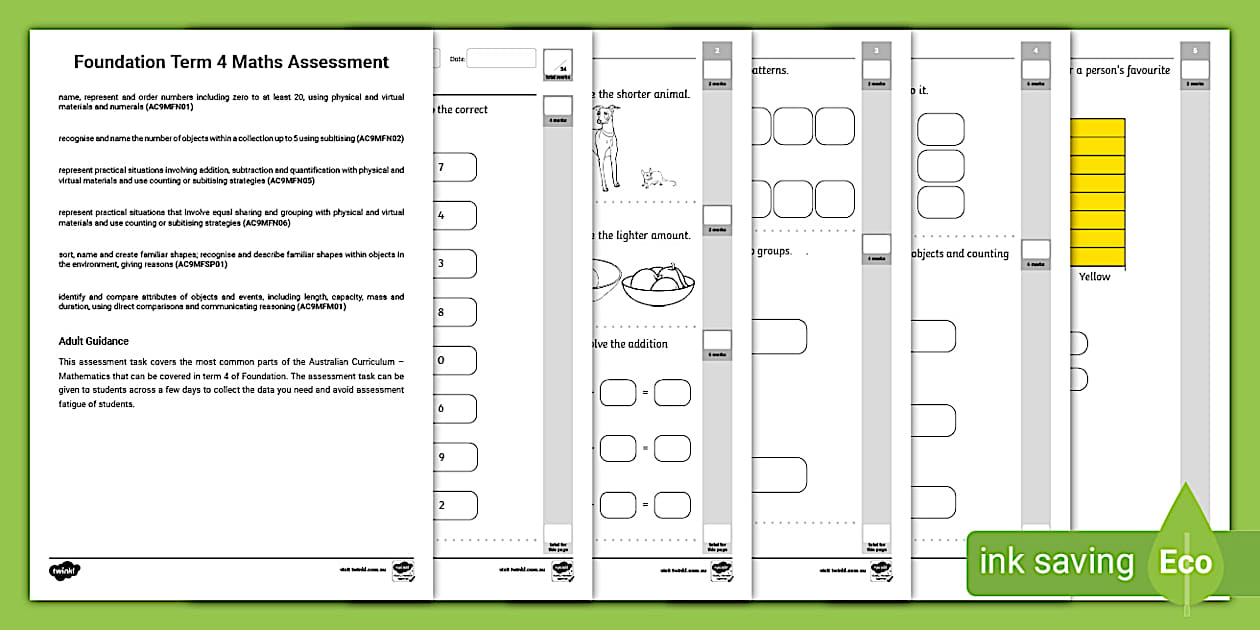 Foundation Term 4 Maths Assessment (teacher made) - Twinkl