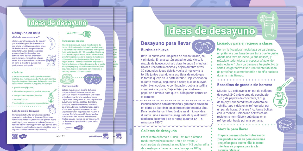 Regreso a clases - ideas de desayuno (teacher made) - Twinkl