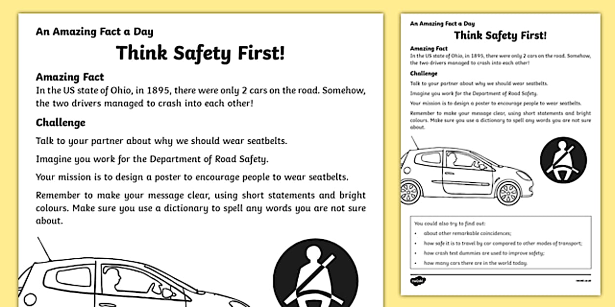 Editable Think Safety First Worksheet (professor feito)