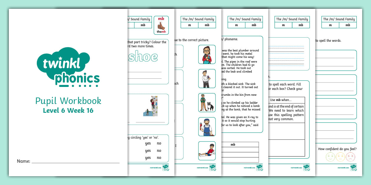 ‘mb’ saying /m/ Level 6 Week 16 Phonics Workbook – KS1