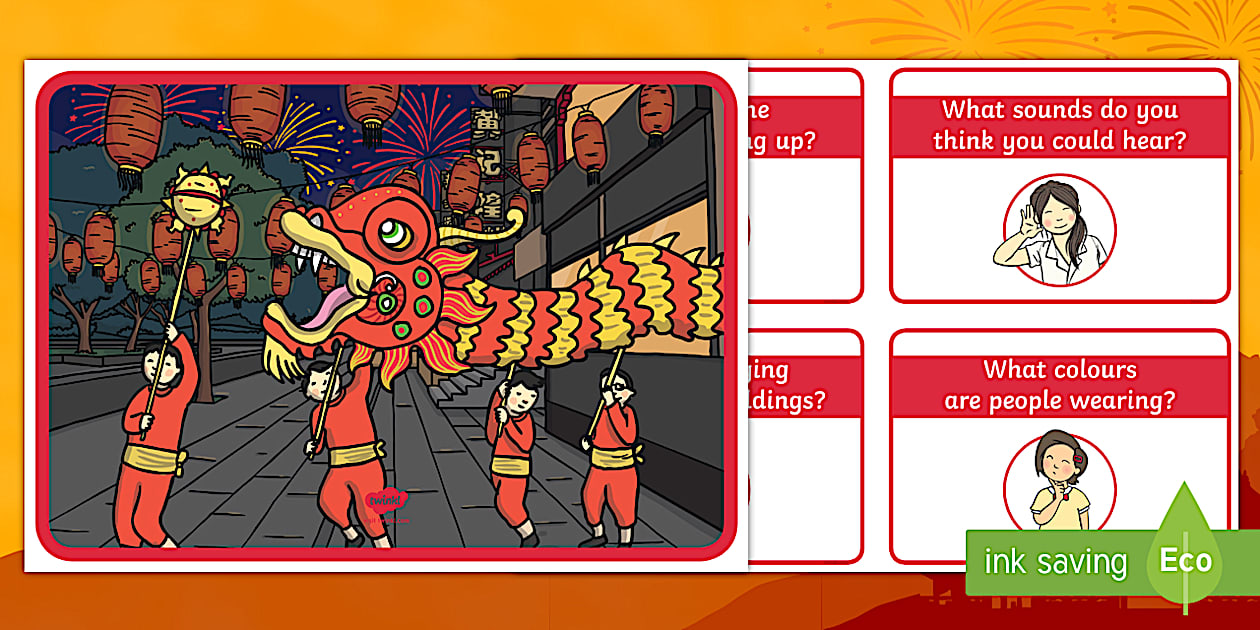 Chinese New Year Scene and Question Cards (teacher made)