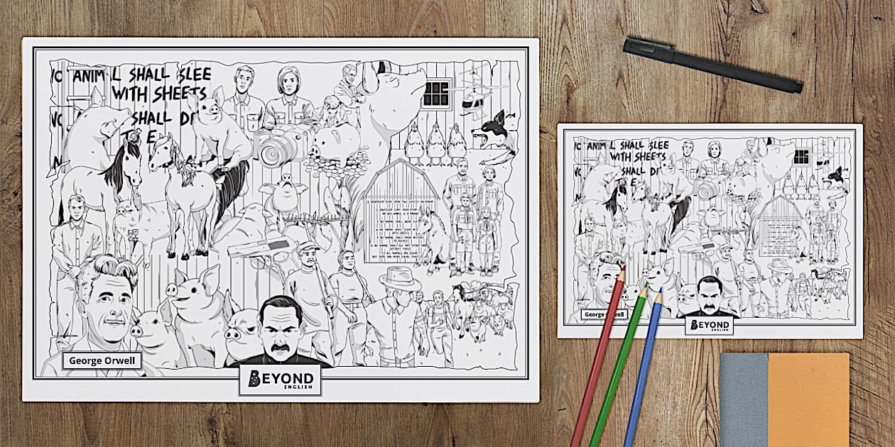 George Orwell Colouring Sheet (teacher made) - Twinkl