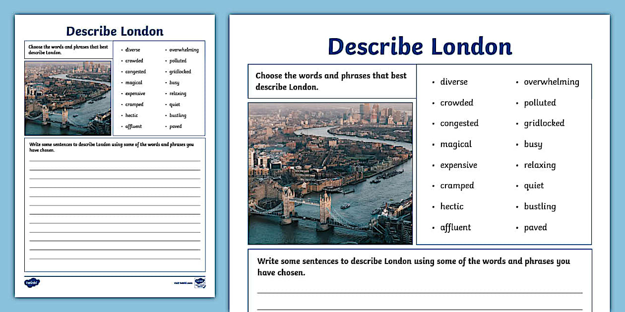 Describe London Worksheet (teacher made) - Twinkl