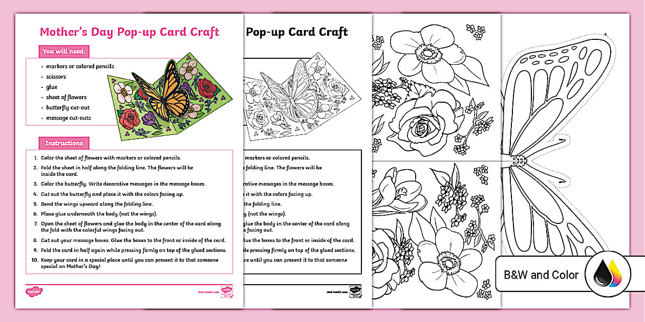 Printable Pop Up Card for Mothers Day | Twinkl USA - Twinkl