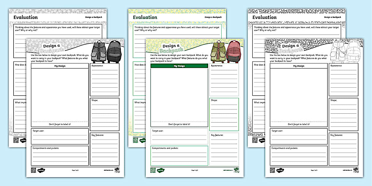 Design a Backpack Worksheet (teacher made) - Twinkl